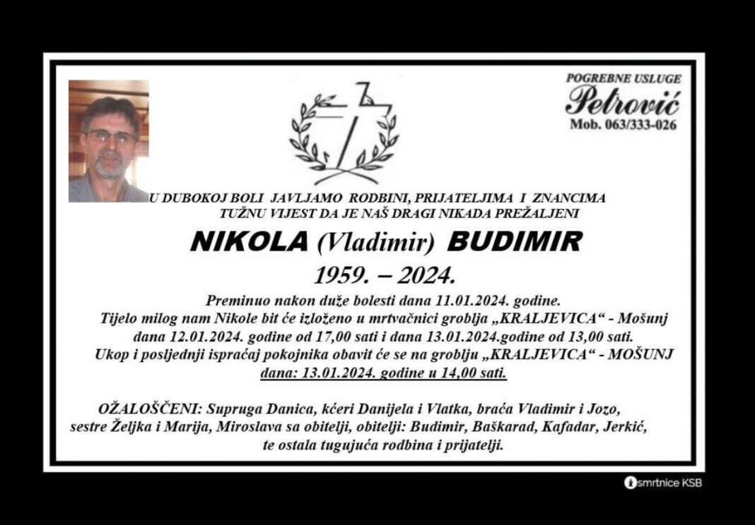 Preminuo Nikola Budimir - N24.ba